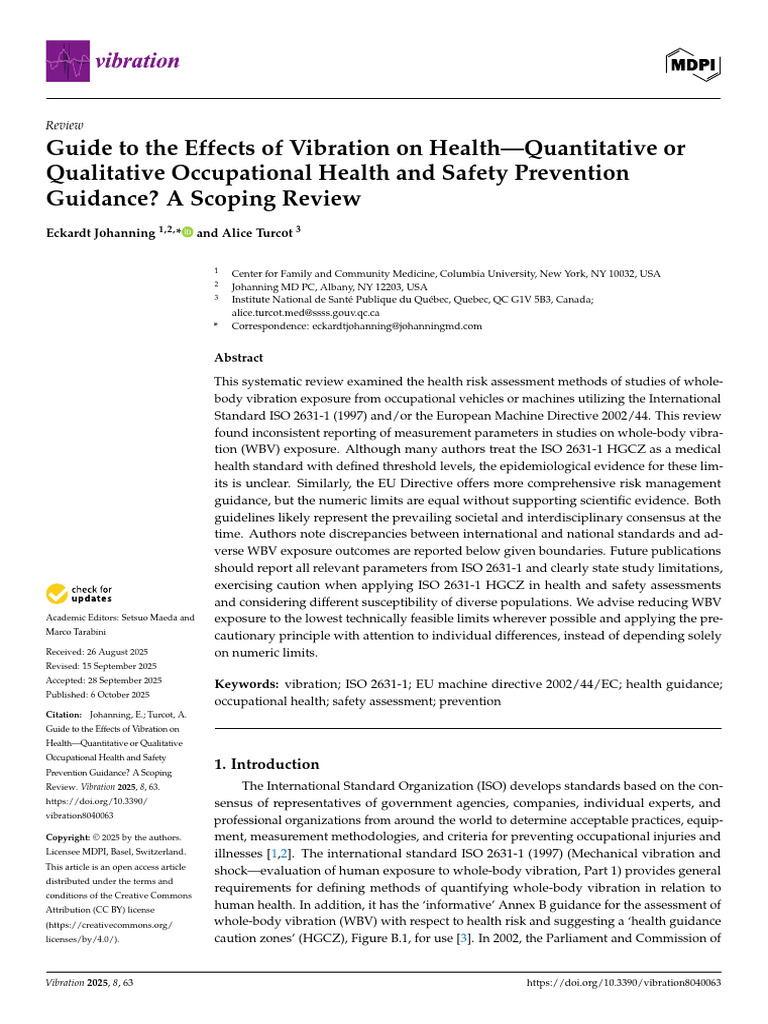 Vibration Health Effects: A Scoping Review | PDF | Risk | Occupational ...