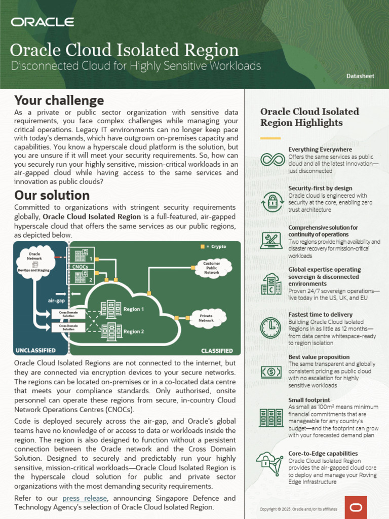 Oracle Cloud Isolated Region Datasheet | PDF | Cloud Computing | Oracle ...