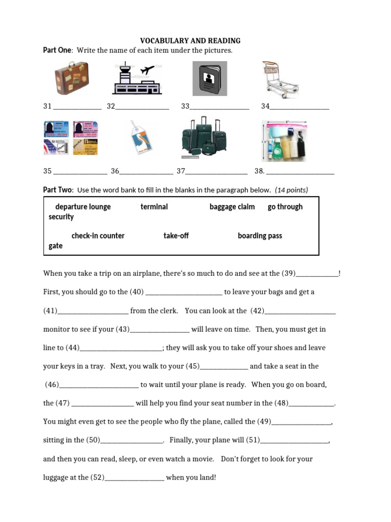 Vocabulary and Reading | PDF | Baggage | Aviation