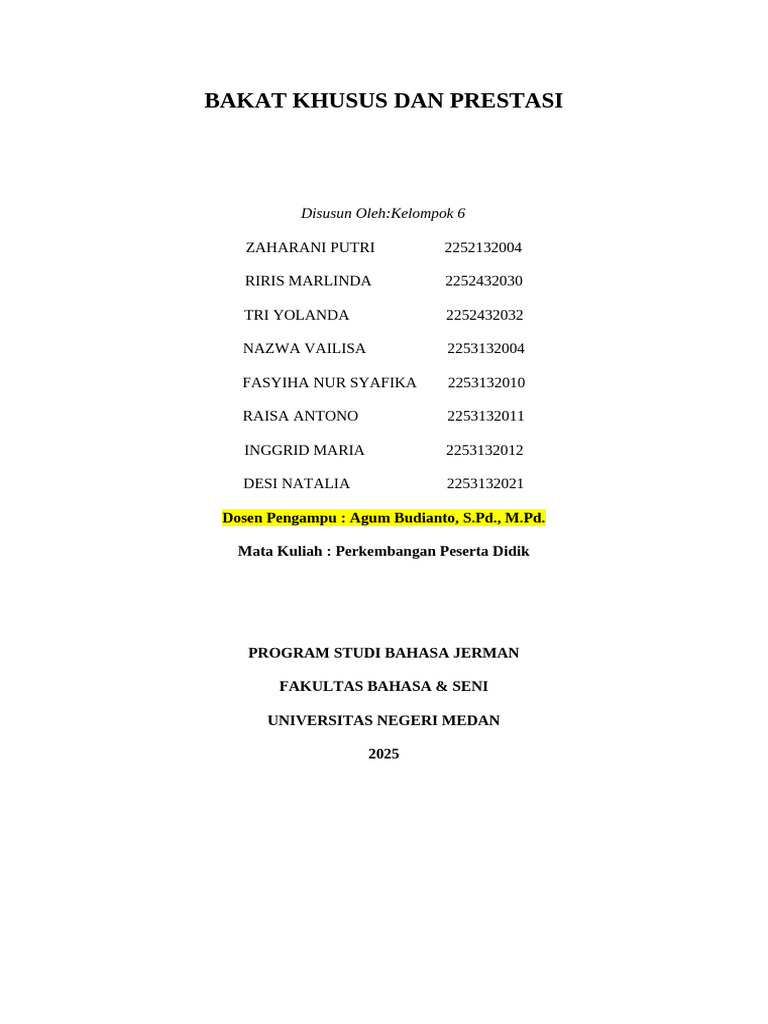 Bakat Dan Prestasi Kelompok 6 | PDF