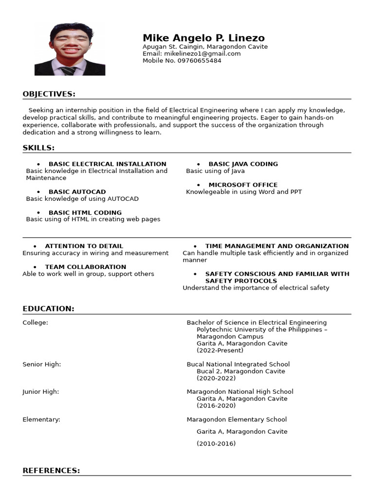 3linezo Mike Angelo P. Resume | PDF | Computing