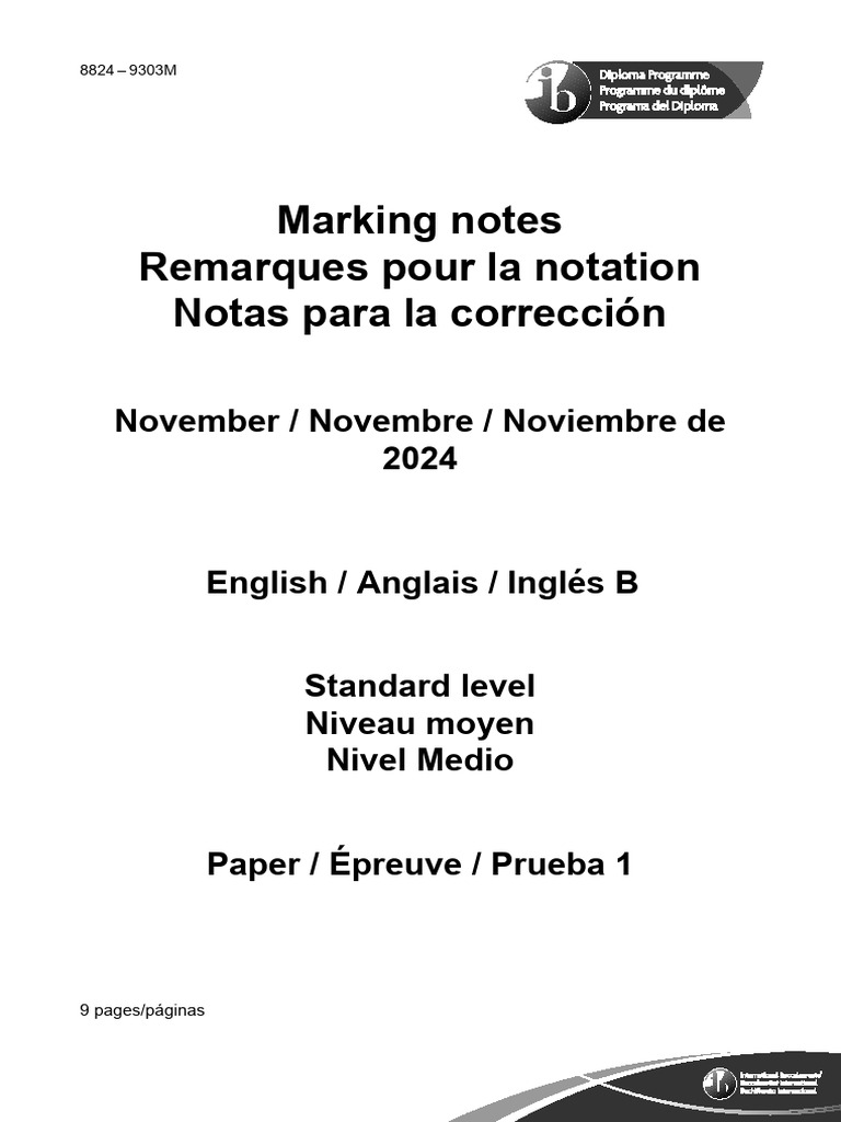 IB English B Standard Level Marking Guide | PDF | Communication ...