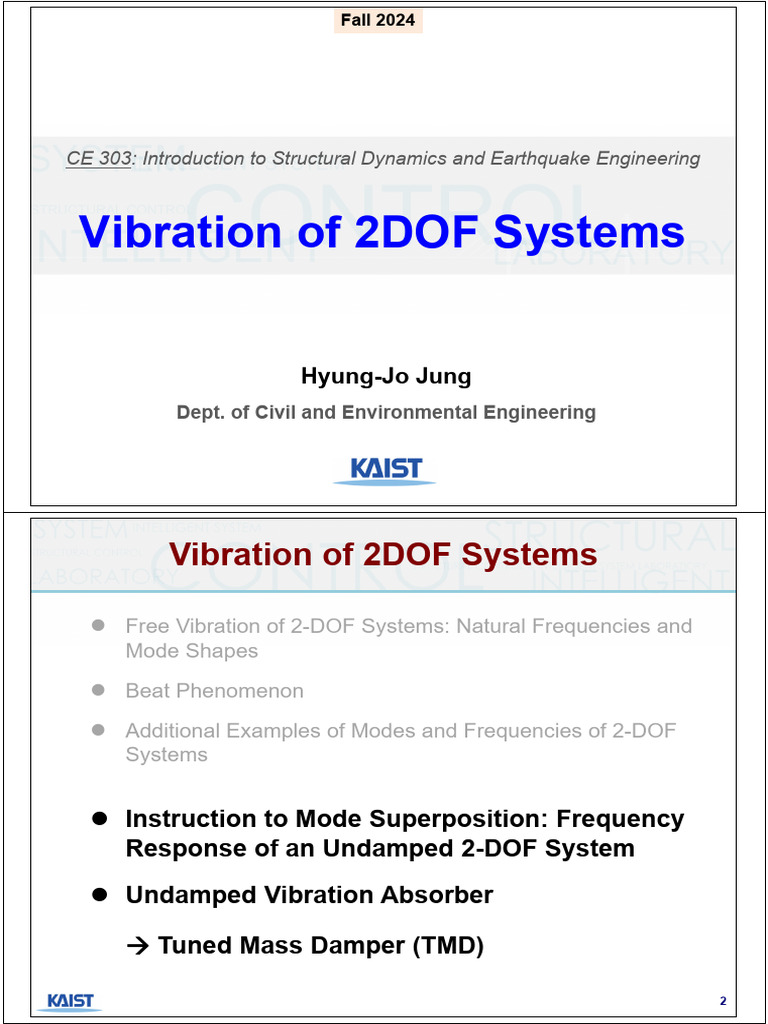 Week13-1 (Vibration of 2DOF Systems 2) | PDF | Normal Mode | Resonance