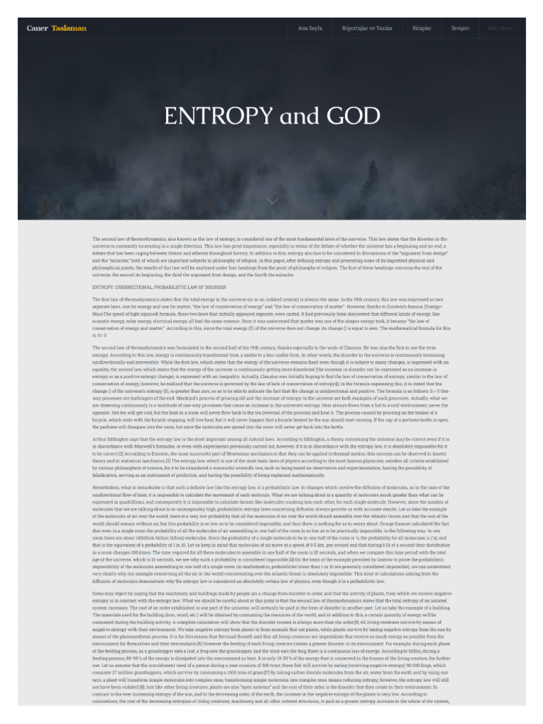 God and Entropy | PDF