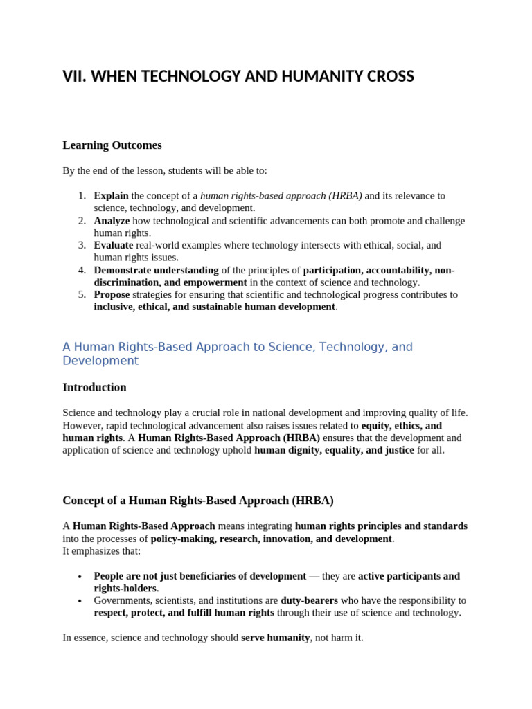 Vii. When Technology and Humanity Cross | PDF | Human Rights | Science