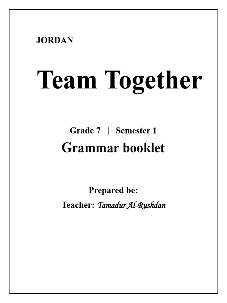 Grade 7 Grammar Booklet: Team Together | PDF | Linguistics