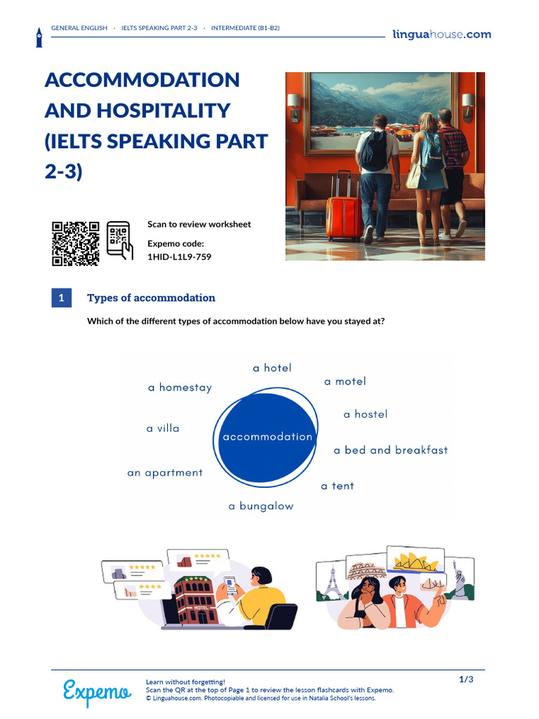 Accommodation and Hospitality Ielts Speaking Part 2 3 British English ...