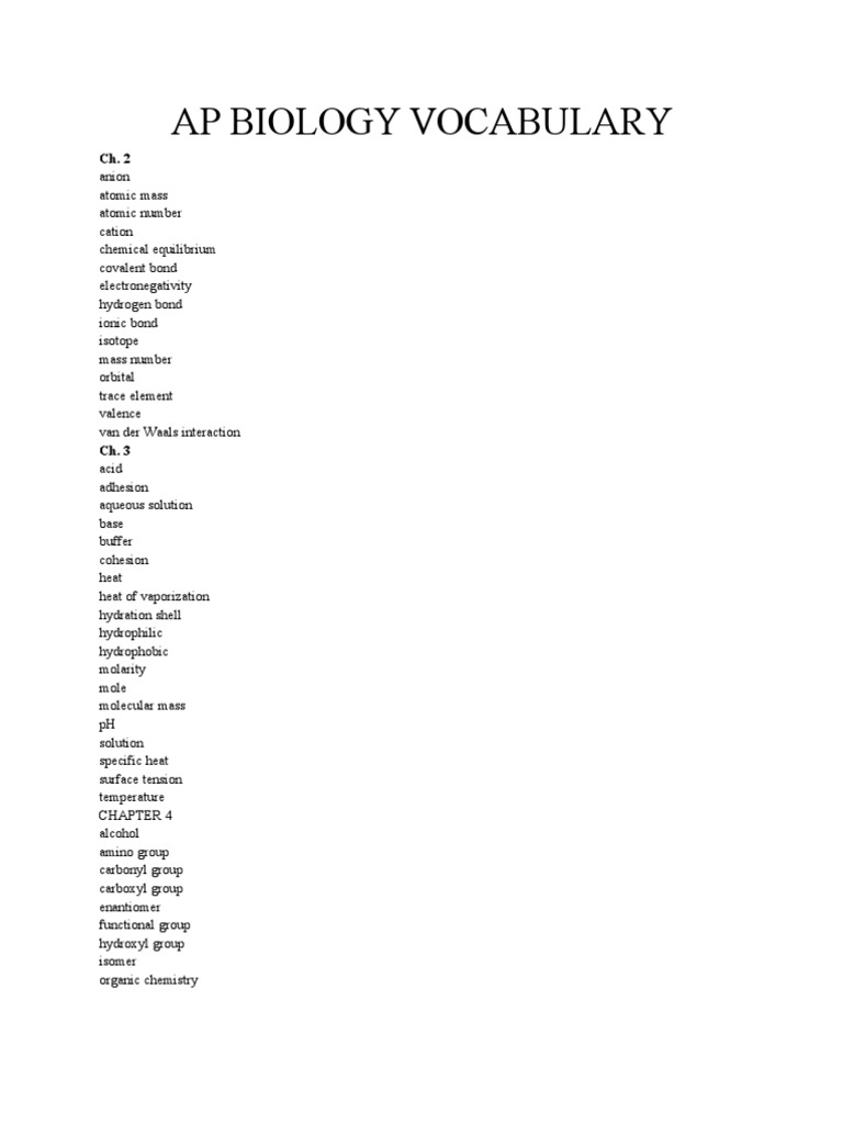 AP Biology Vocabulary Terms | PDF | Meiosis | Gene