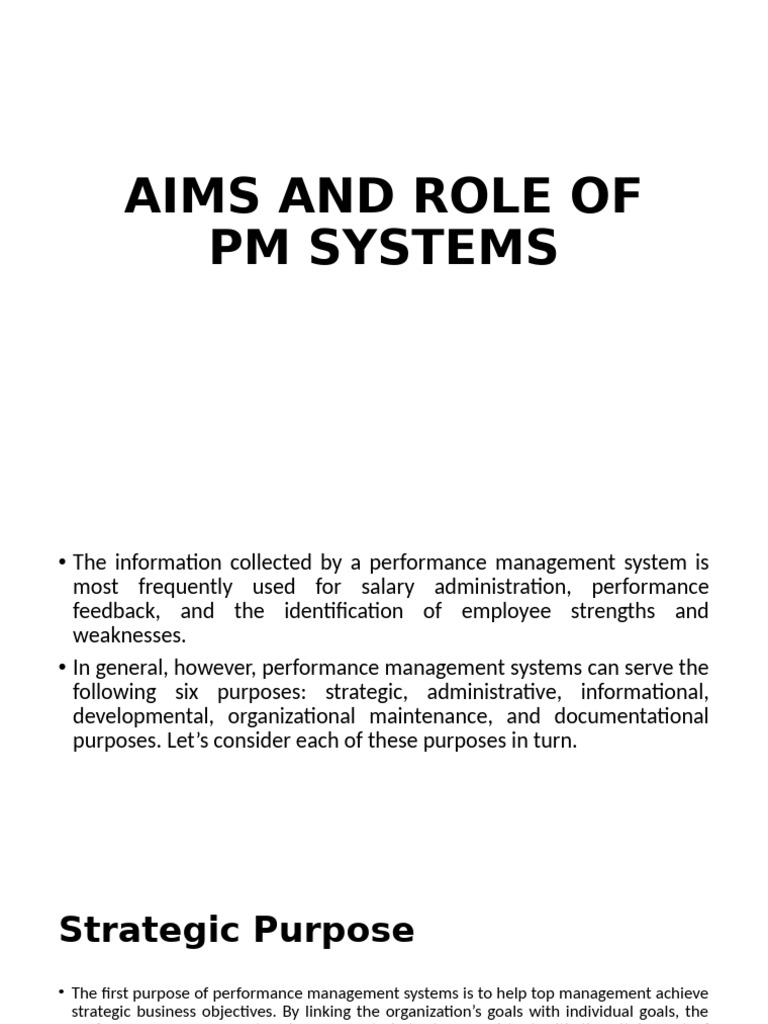 Key Purposes of Performance Management Systems | PDF | Goal | Human ...