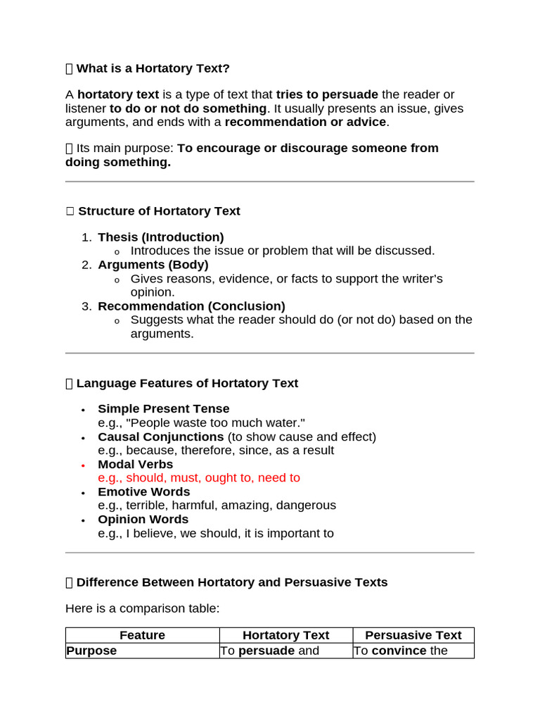 What Is A Hortatory Text S3 | PDF | Argument | Adolescence
