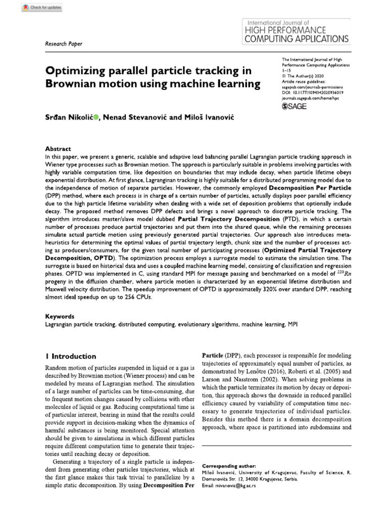 Optimizing Parallel Particle Tracking | PDF