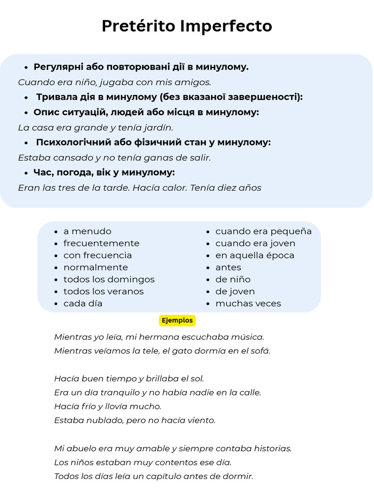 Uso del Pretérito Imperfecto en Español | PDF