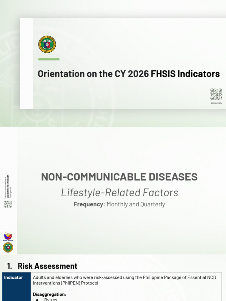 2026 FHSIS Indicators Orientation Guide | PDF | Hypertension | Tobacco ...