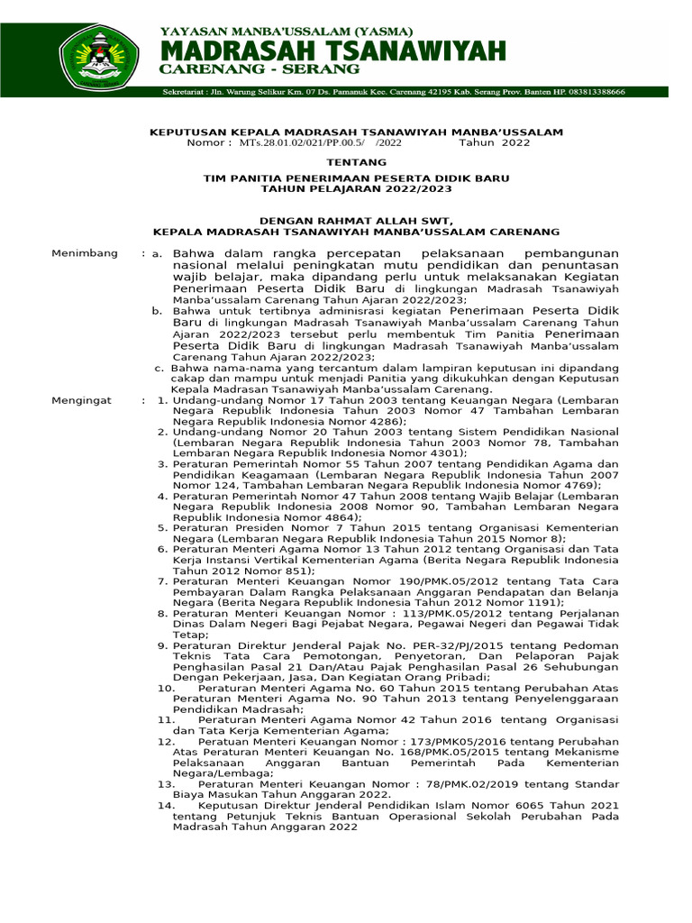 SK PPDB TP 2022-2023 | PDF
