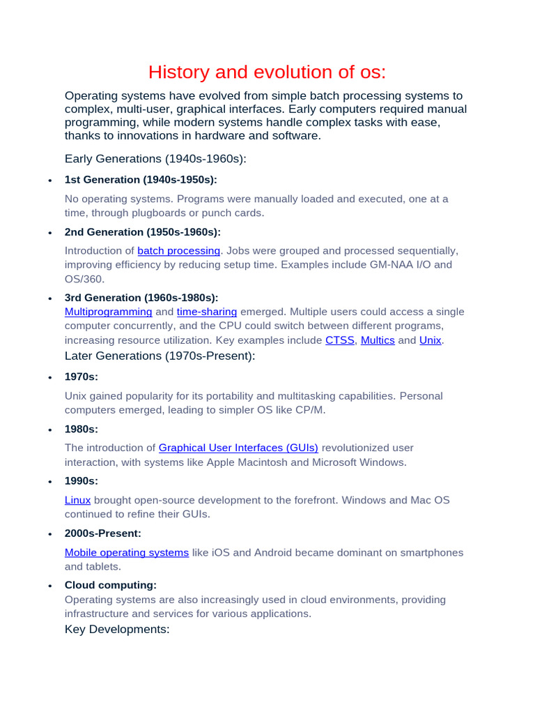 History and Evolution of Os | PDF | Operating System | Graphical User ...