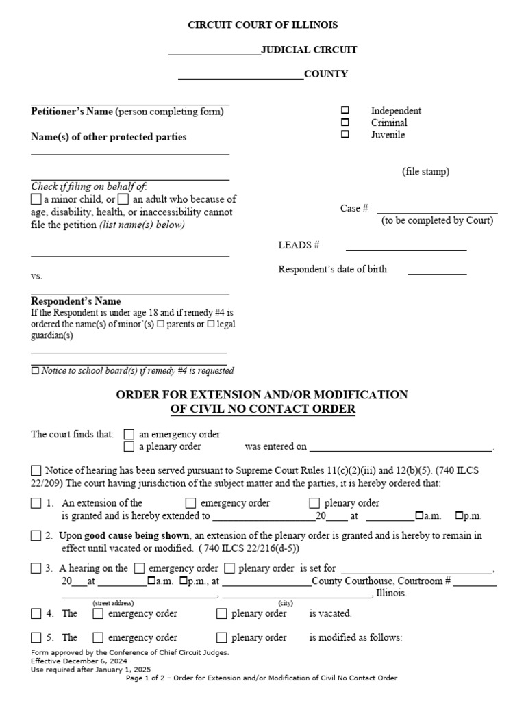 Civil No Contact Order Modification Form | PDF | Public Law | Judiciaries