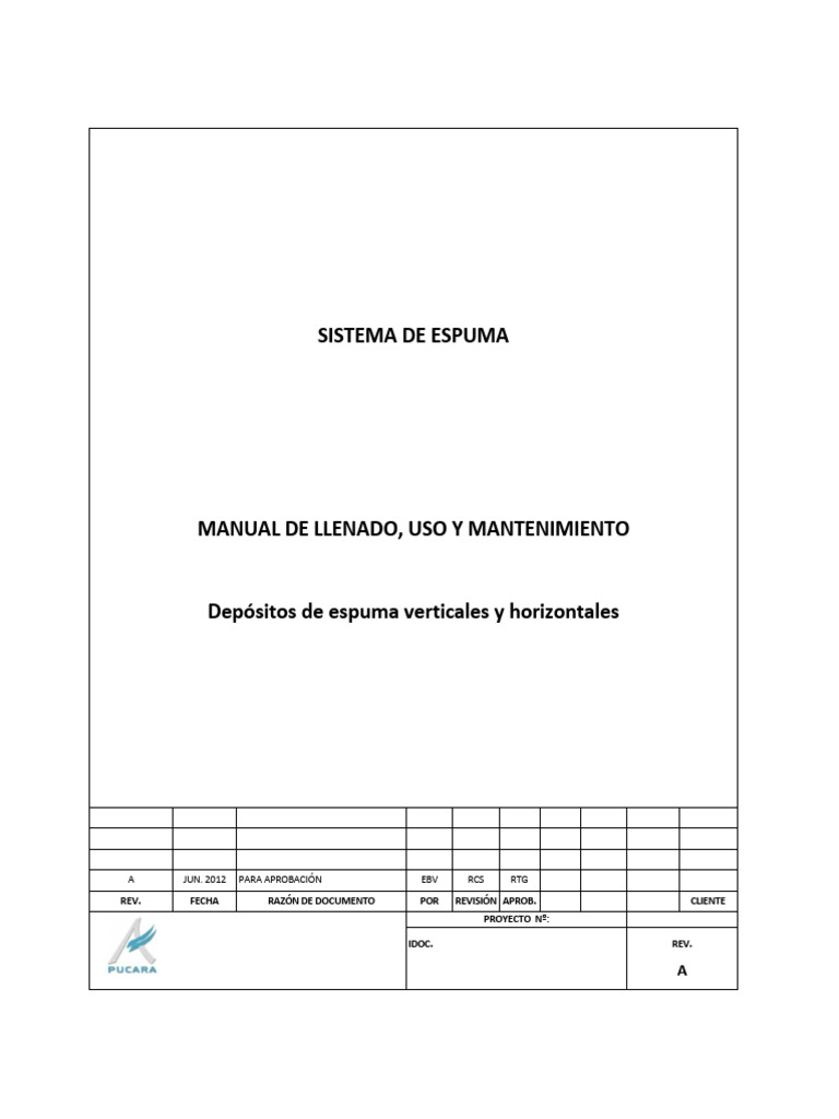 Manual de Llenado y Mantenimiento de Espuma | PDF | Bomba | Espuma
