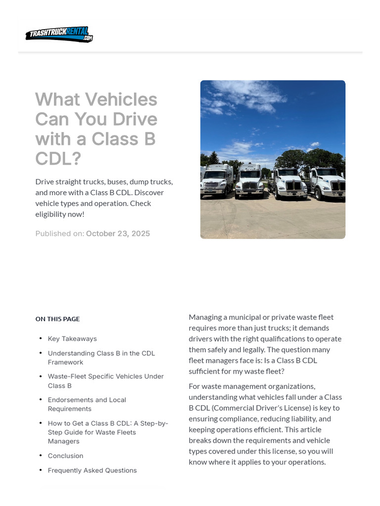 What Vehicles Can You Drive With A Class B CDL | PDF | Vehicles | Transport