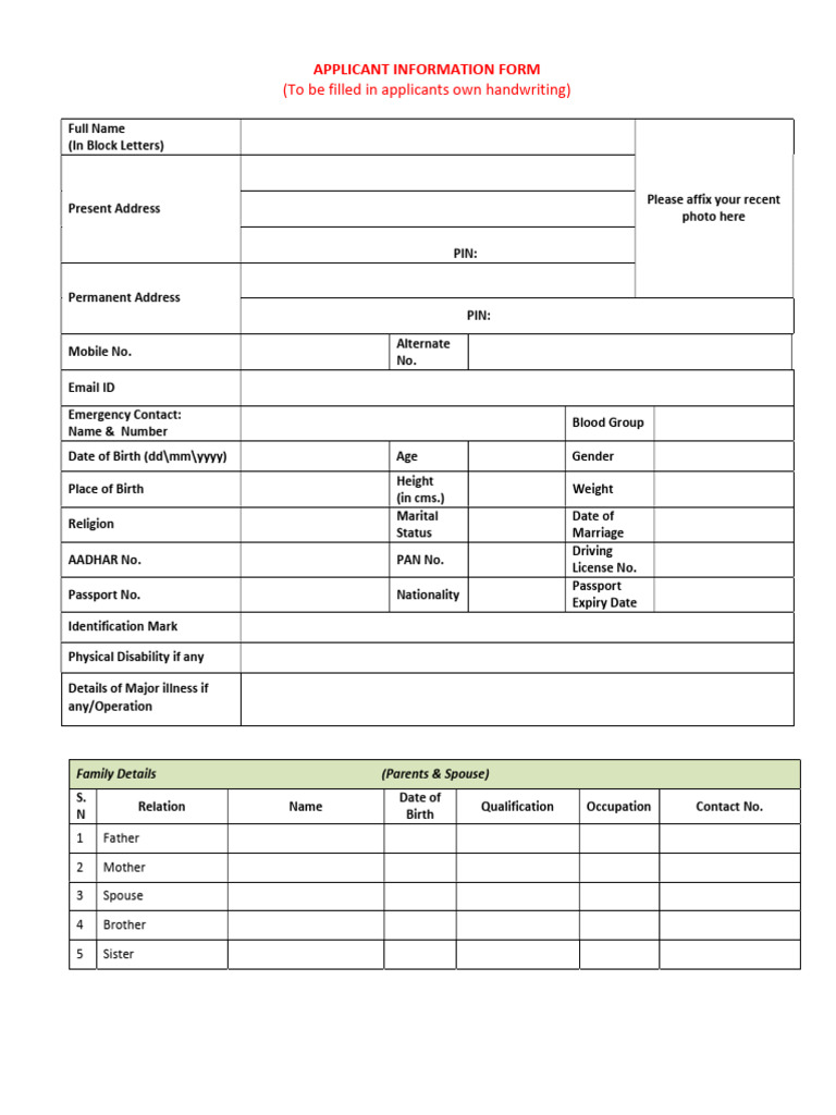 Candidate Application Form | PDF | Identity Document
