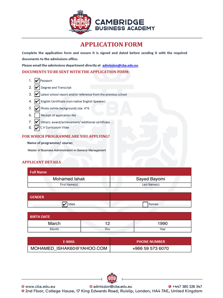 MBA Application Form Submission Guide | PDF | Arbitration | Justice