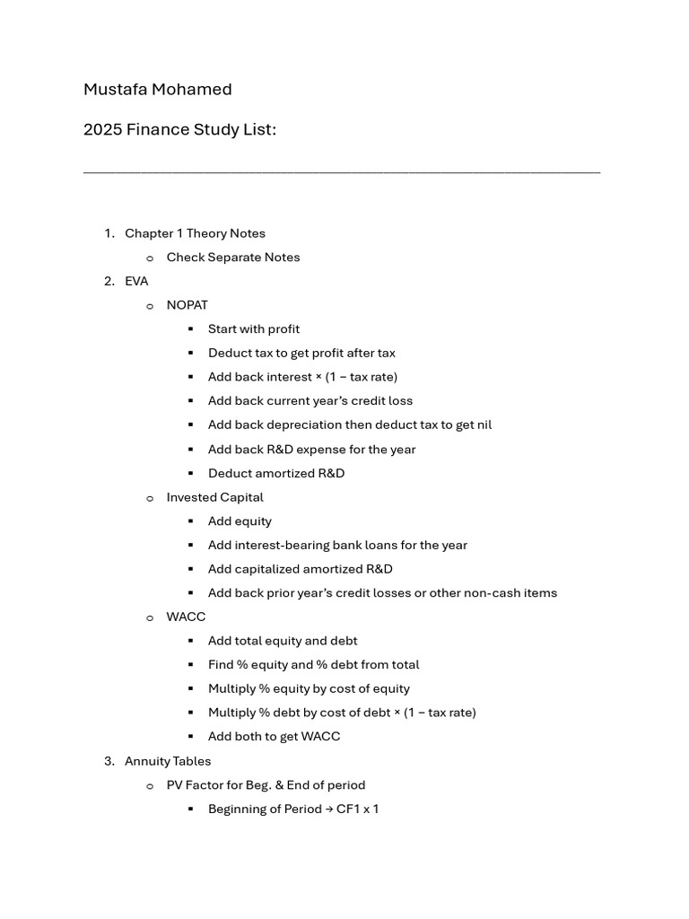 2025 Finance Study Guide Overview | PDF | Net Present Value | Yield Curve