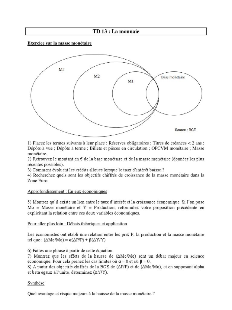 Masse monétaire et création monétaire | PDF | Devises | Création de l ...