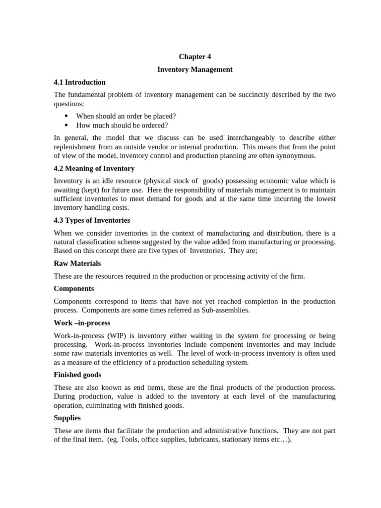 Chap 4 Inventory Management | PDF | Inventory | Interest