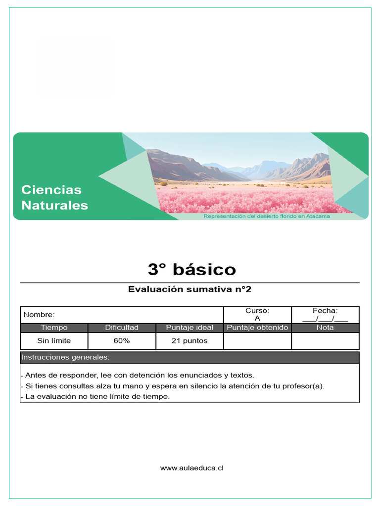 Evaluación Sumativa N°2 - 3° Básico - A - Ciencias Naturales - 61066 | PDF | Tierra | Rotación