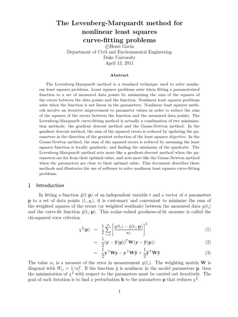 Matlab Levenberg M. | Download Free PDF | Least Squares | Mathematical Optimization