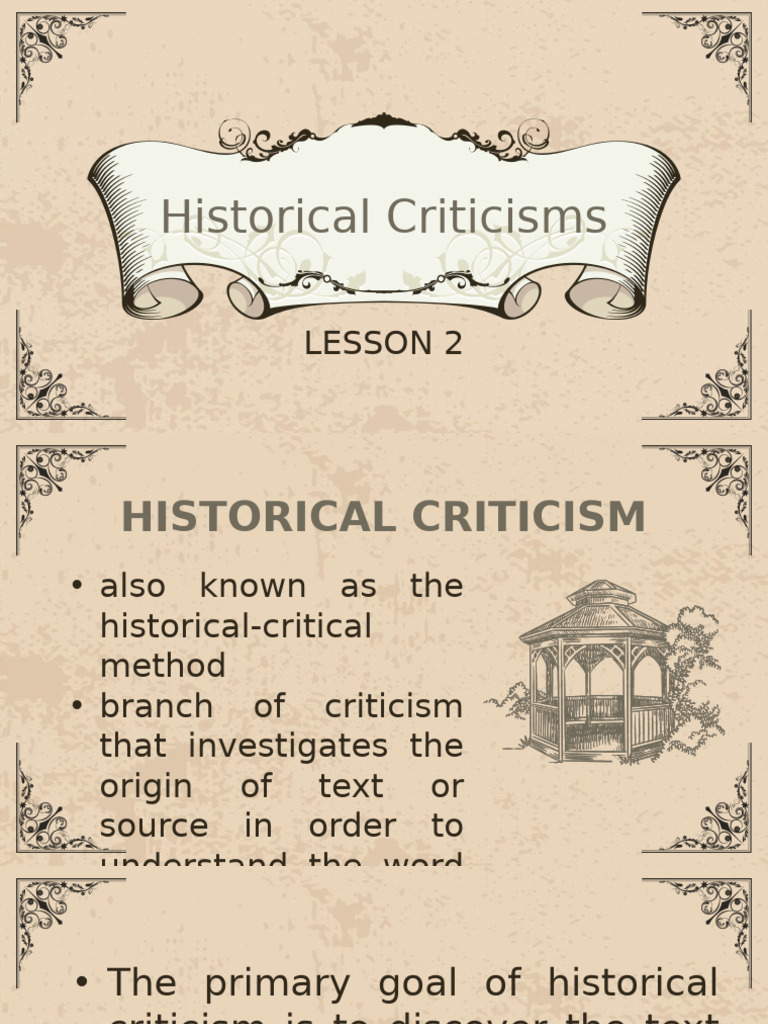 Historical Criticisms (Lesson 2) | PDF