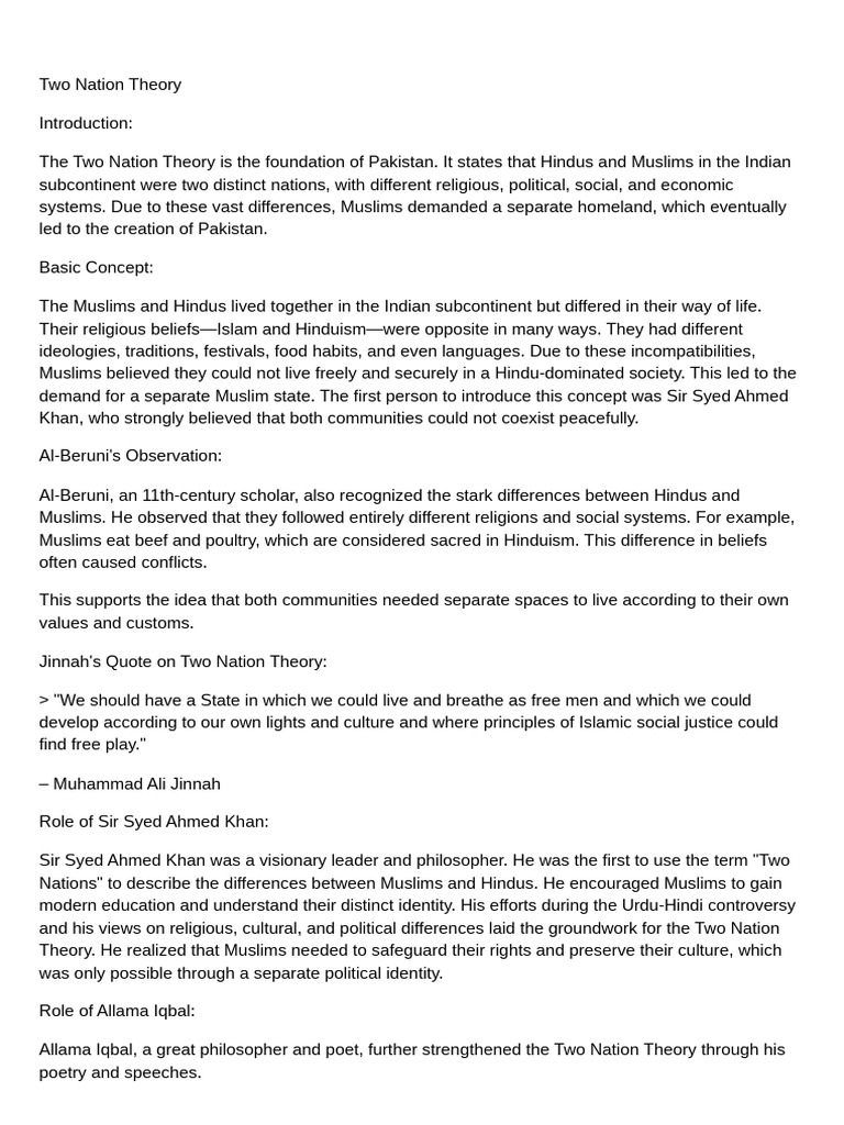 2 Nation Theory - 20250518 - 012918 - 0000 | PDF | Two Nation Theory ...