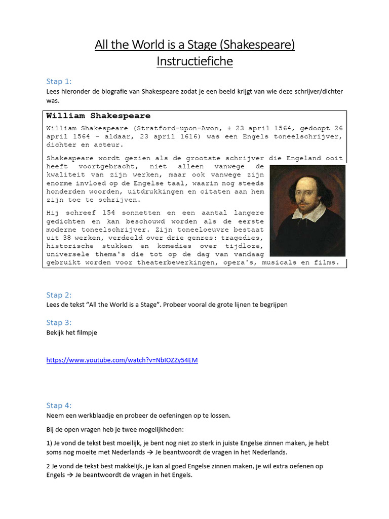 Shakespeare The World's A Stage | PDF