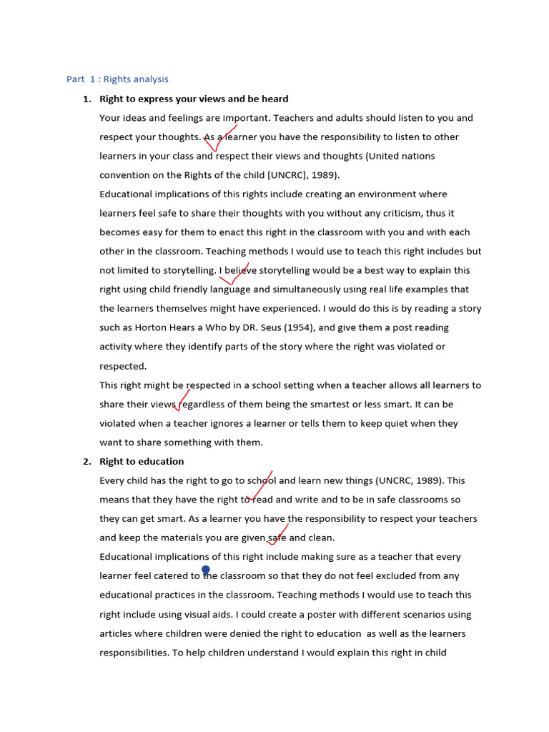 Right To Express Your Views and Be Heard: Part 1: Rights Analysis | PDF ...