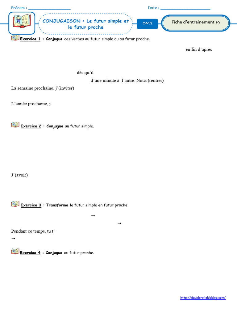Conjugaison : Futur simple et proche | PDF | Conjugaison