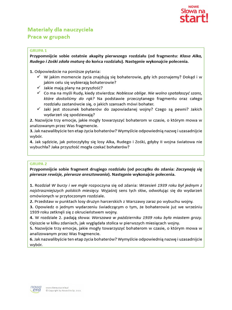 Scenariusz 4 Materiały Dla Nauczyciela Praca W Grupach | PDF