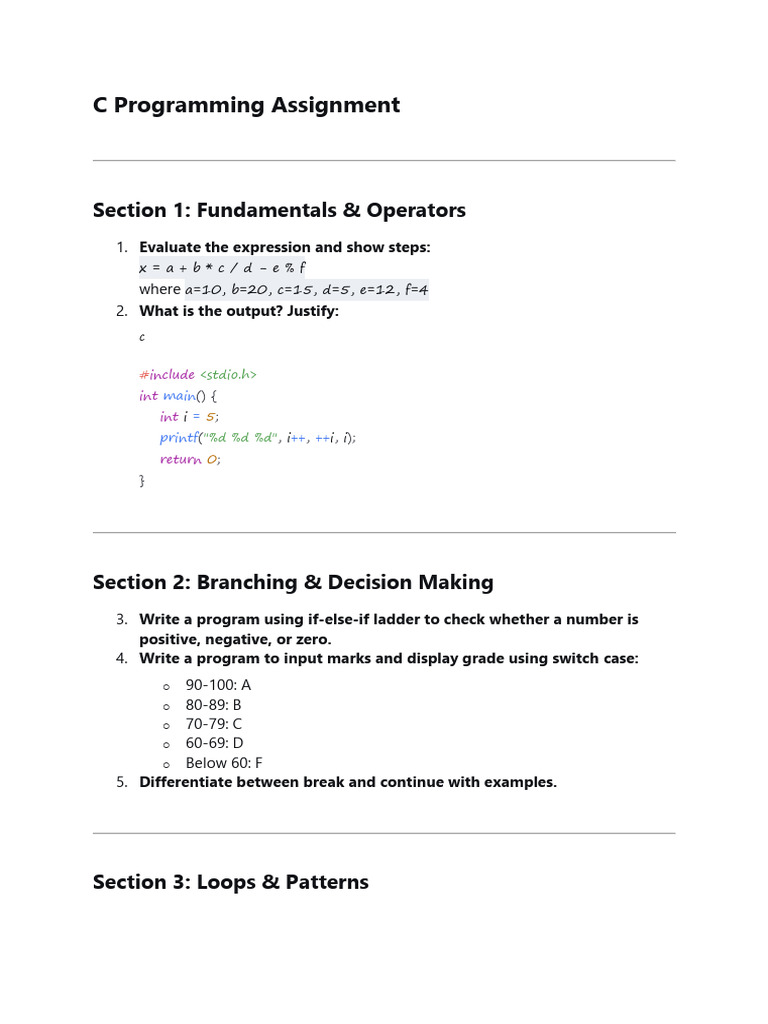 C Programming Assignment | PDF