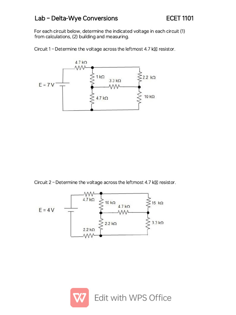 Lab 7 - Delta-Wye Conversions WORD | PDF