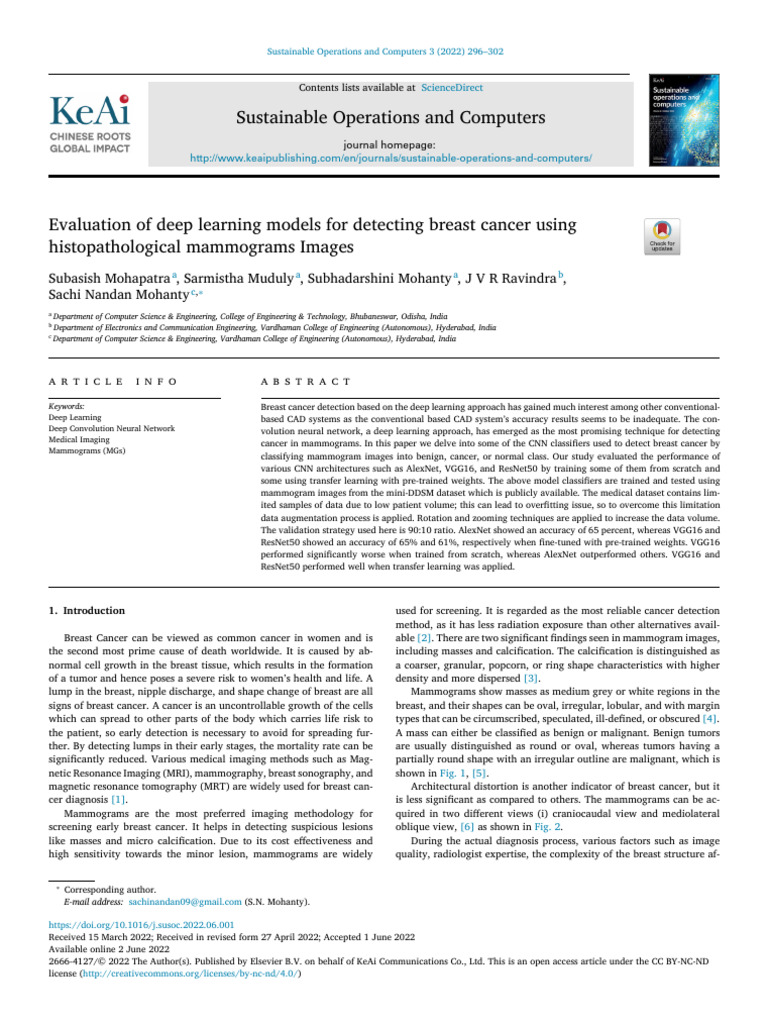 Evaluation of Deep Learning Models For Detecting Bre 2022 Sustainable ...