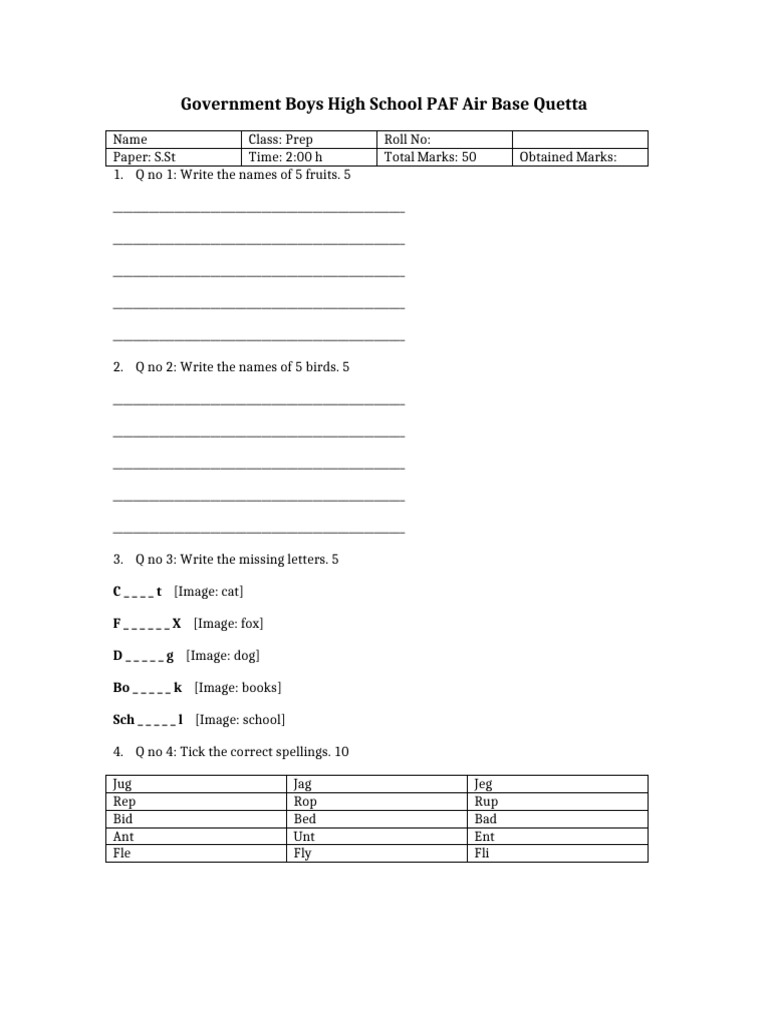 Prep SST Paper | PDF