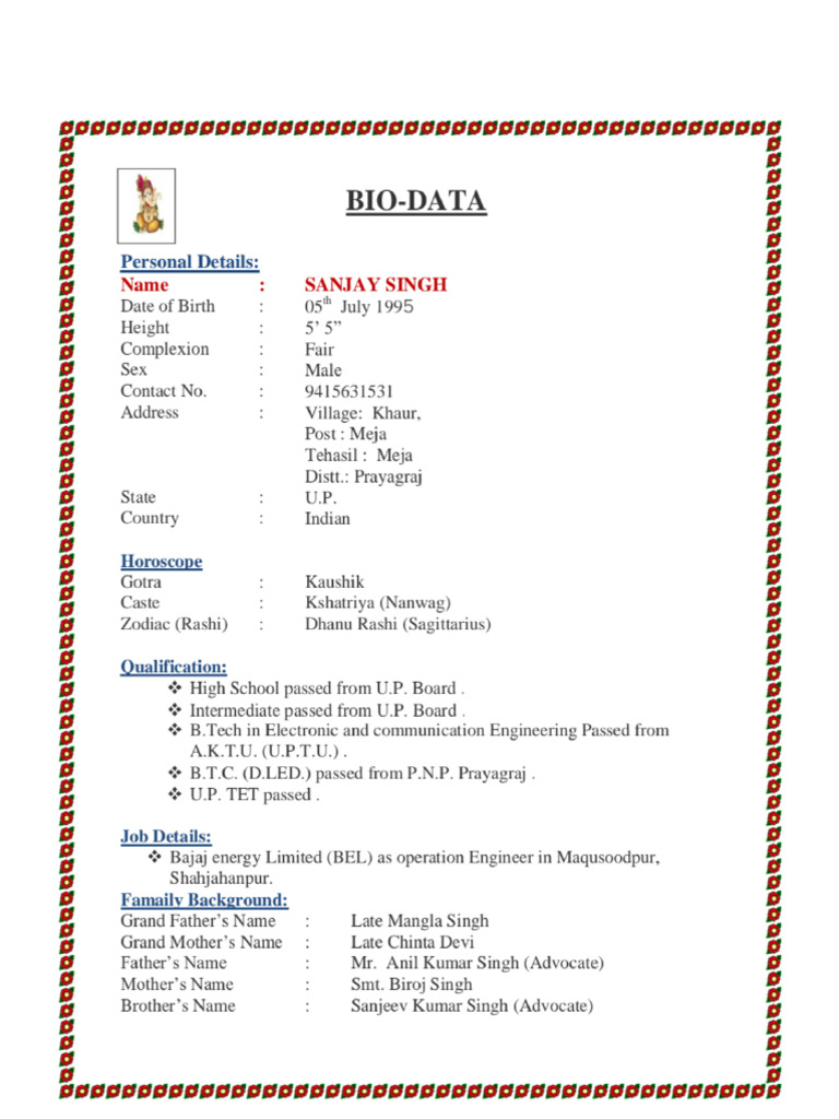 Sanjay Singh Biodata | PDF