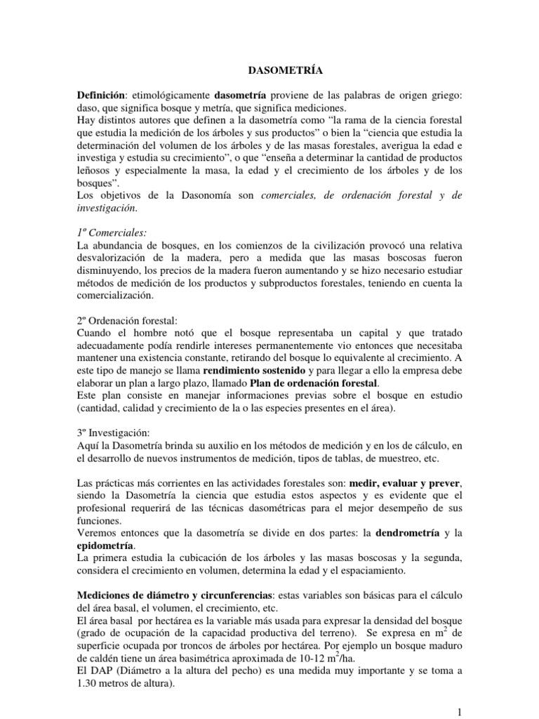 Dendrometria | PDF | Los bosques | Arboles