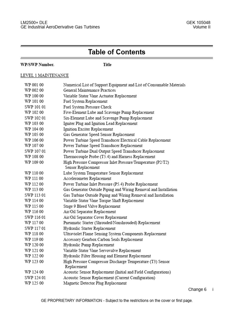 Gek 105048 Ge操作维护手册 l1,l2 列表 | PDF | Turbine | Gas Turbine