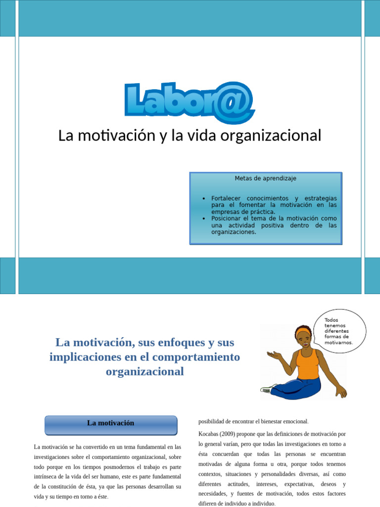Motivación en la Vida Organizacional | PDF | Motivacional | Motivación