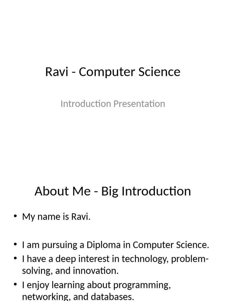 Ravi Big Introduction Presentation | PDF