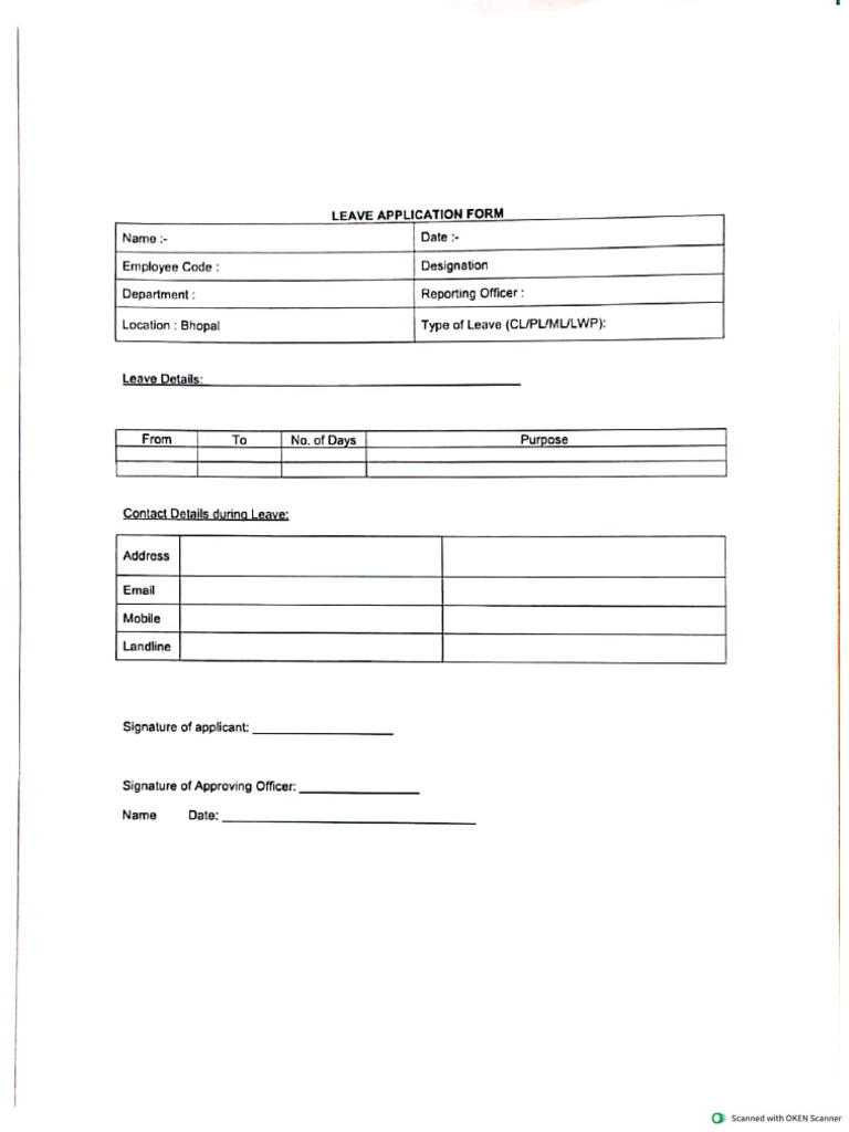 Leave Application Format | PDF