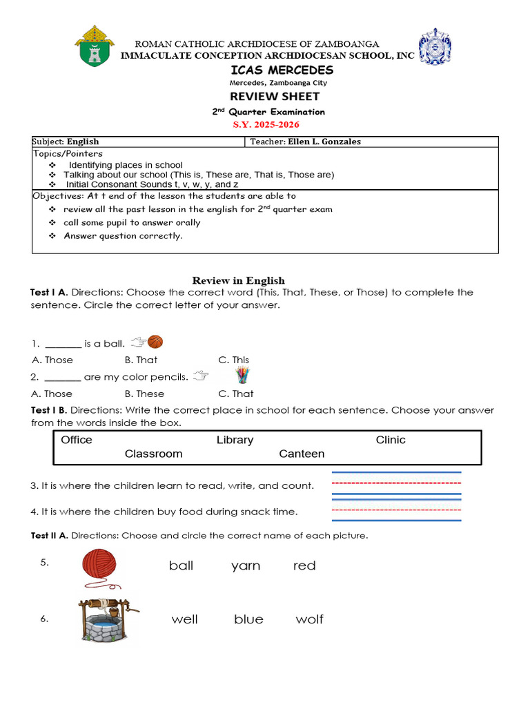 Review Sheet English 2nd Q. | PDF