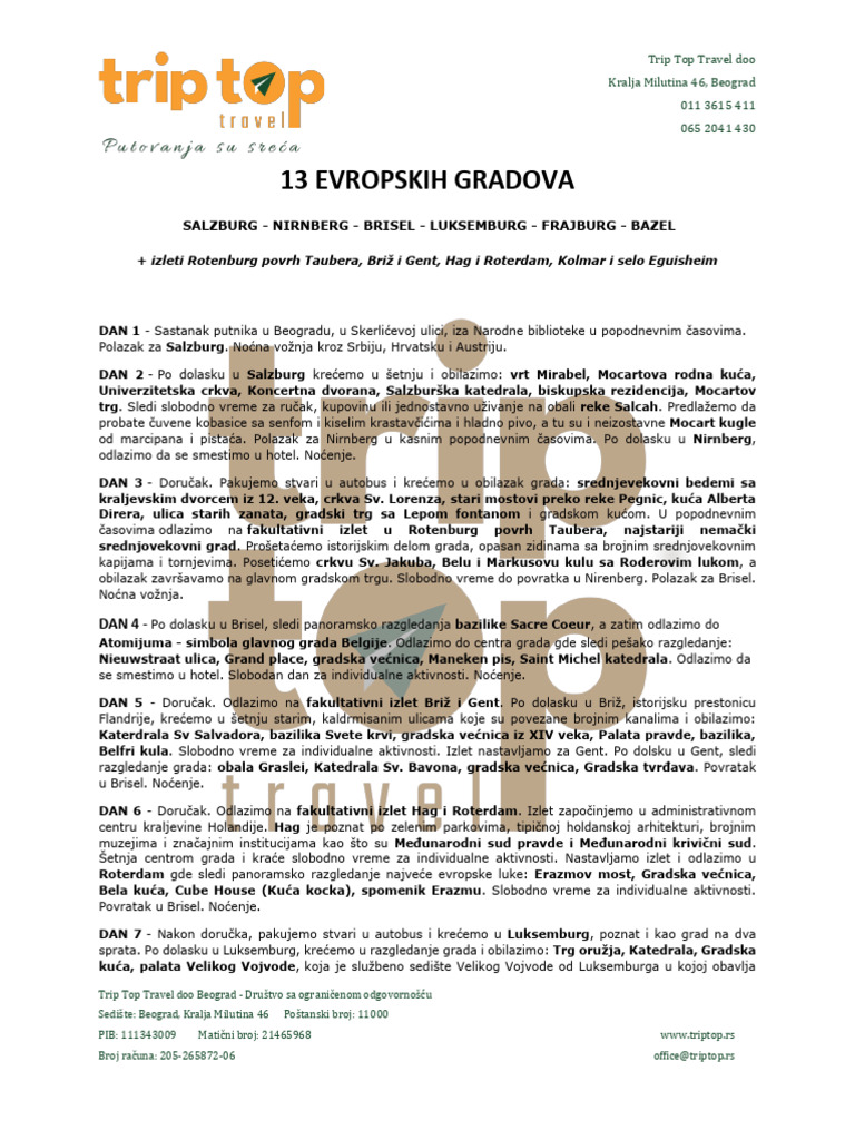 13 Evropskih Gradova Jesen | PDF