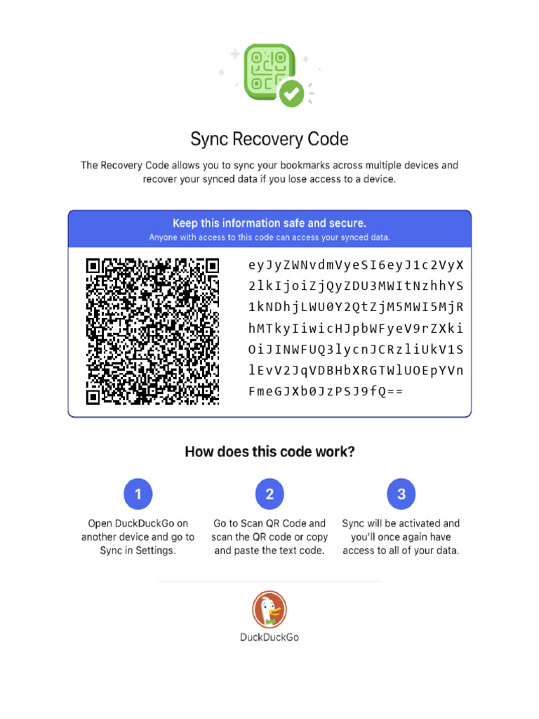DuckDuckGo Recovery Code | PDF