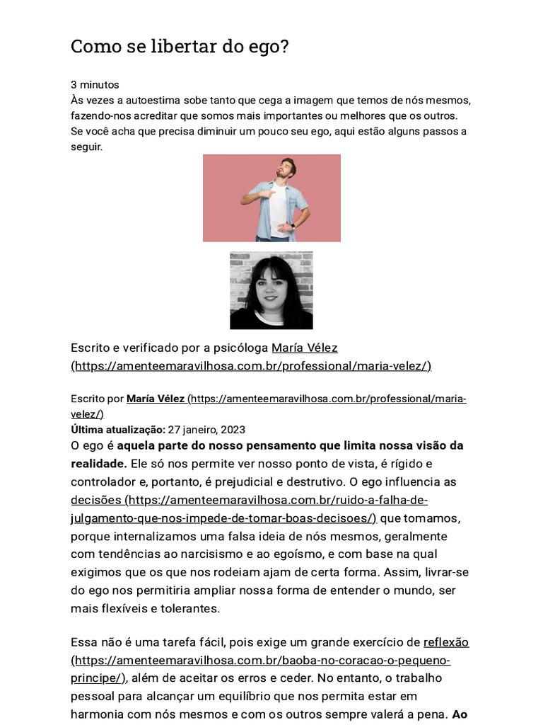 Como Se Libertar Do Ego | PDF | Autoestima | Pensamento