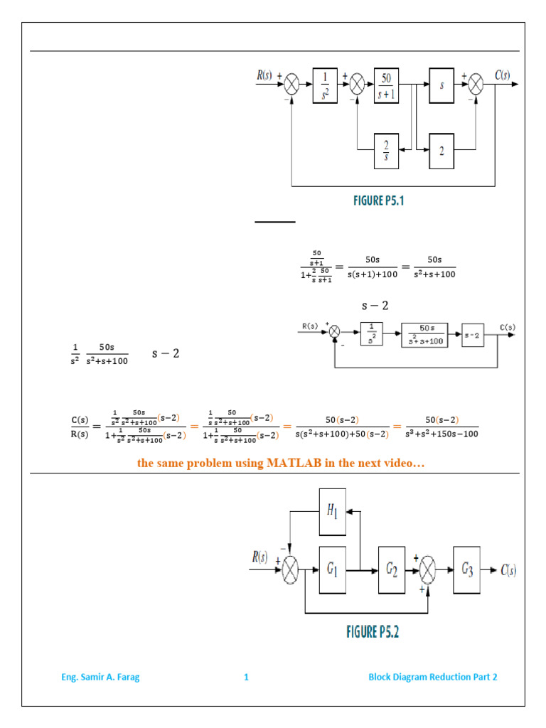 Control Systems 1 Block Diagram Reduction Part 2 | PDF | Control Theory ...